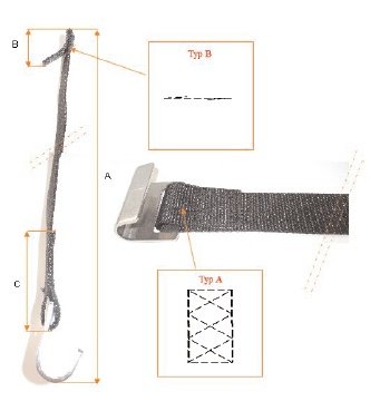 Black Bottom Strap with Flat Hook 3000kg