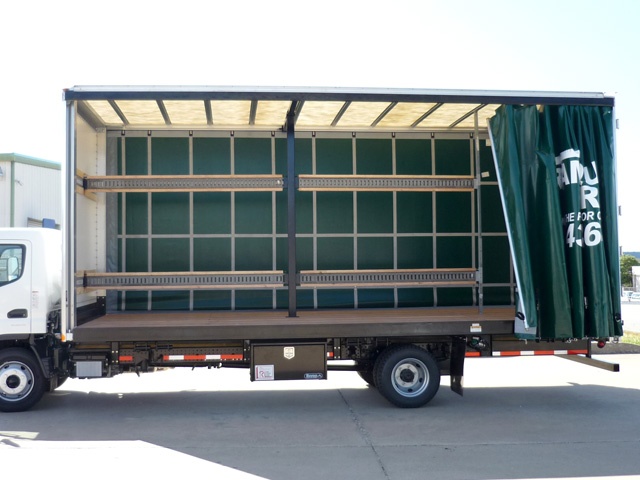 Inside a curtain van or curtain side body